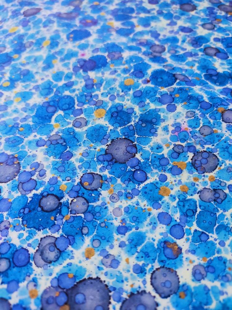 Blue hand marbled sheet of paper -bookbinding paper - decoupage paper ...